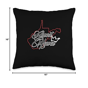 Almost Heaven USA State West Virginia Map Gift Almost Heaven | West Virginia Map | American USA State Throw Pillow, 16x16, Multicolor