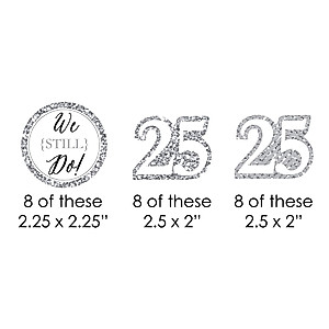 Big Dot of Happiness We Still Do Paper Straw Decor - 25th Wedding Anniversary Party Striped Decorative Straws - Set of 24