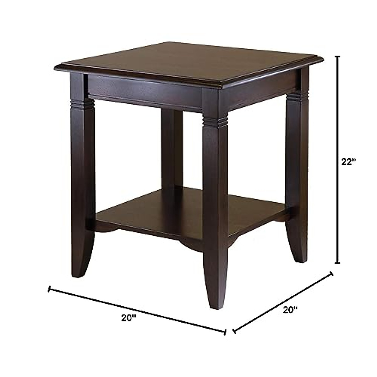 Winsome Wood Nolan Occasional Table, Cappuccino 20.00 x 20.00 x 21.97 Inches