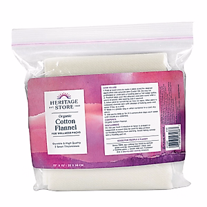 HERITAGE STORE Organic Cotton Flannel - Castor Oil Pack Wrap - Reusable, Highly Absorbent Castor Oil Wrap, Soothing Heat Compress for Abdomen, Joints and More, 60-Day Guarantee, Vegan, 13 in x 15 in