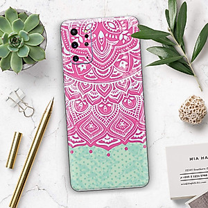 DesignSkinz Green and Pink Tribal v3 Protective Vinyl Decal Wrap Skin Cover Compatible with The Samsung Galaxy S20 (Screen Trim & Back Glass Skin)