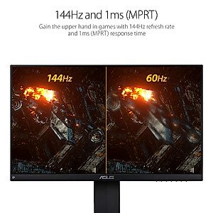 ASUS TUF Gaming VG249Q 23.8” Monitor 144Hz Full HD (1920 x 1080) 1ms IPS ELMB FreeSync Eye Care DisplayPort HDMI D-Sub,Black