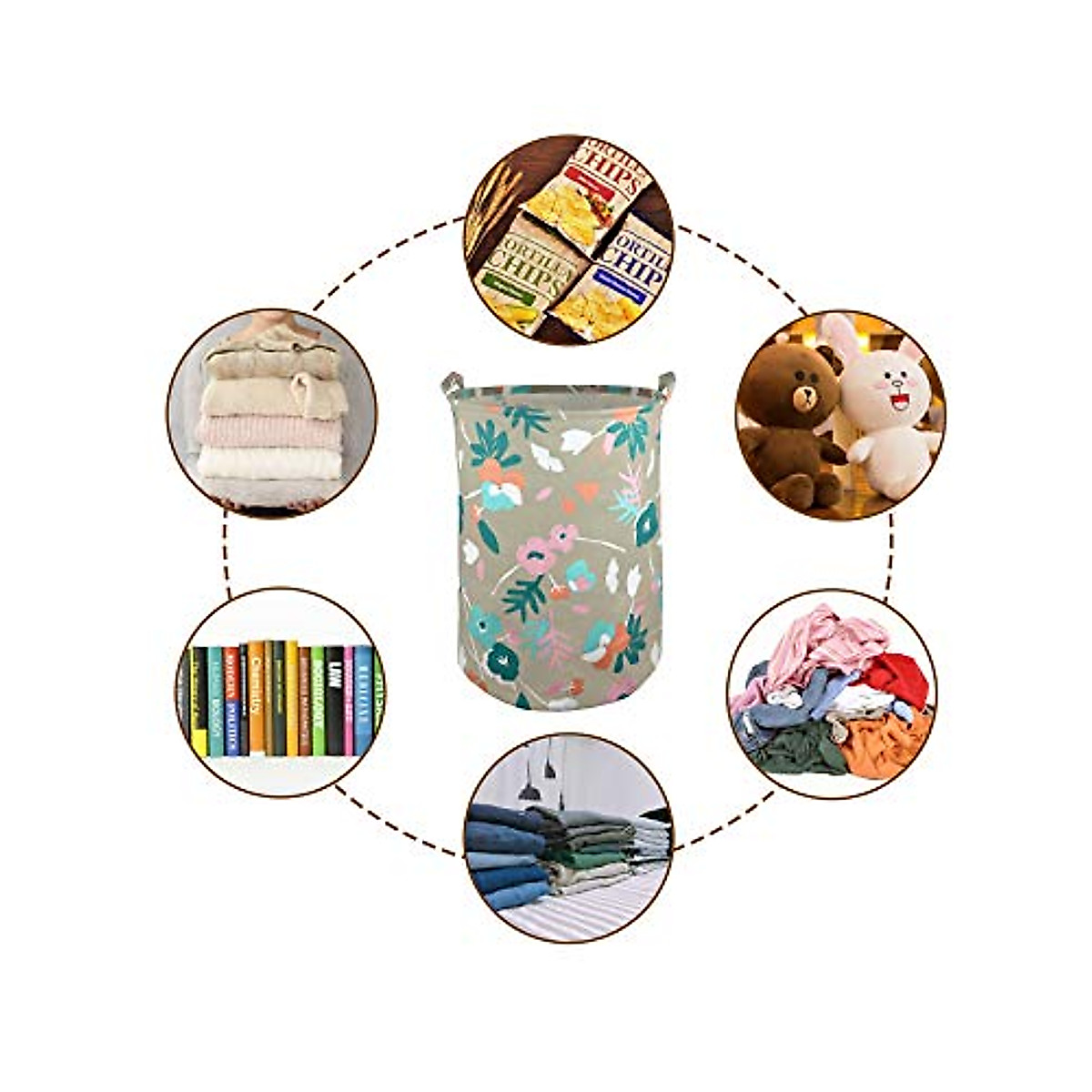 Folding laundry basket,home decor,Large Storage Bins,Storage basket，Bedroom storage，Waterproof Storage box Nursery family laundry hamper/basket (flower)