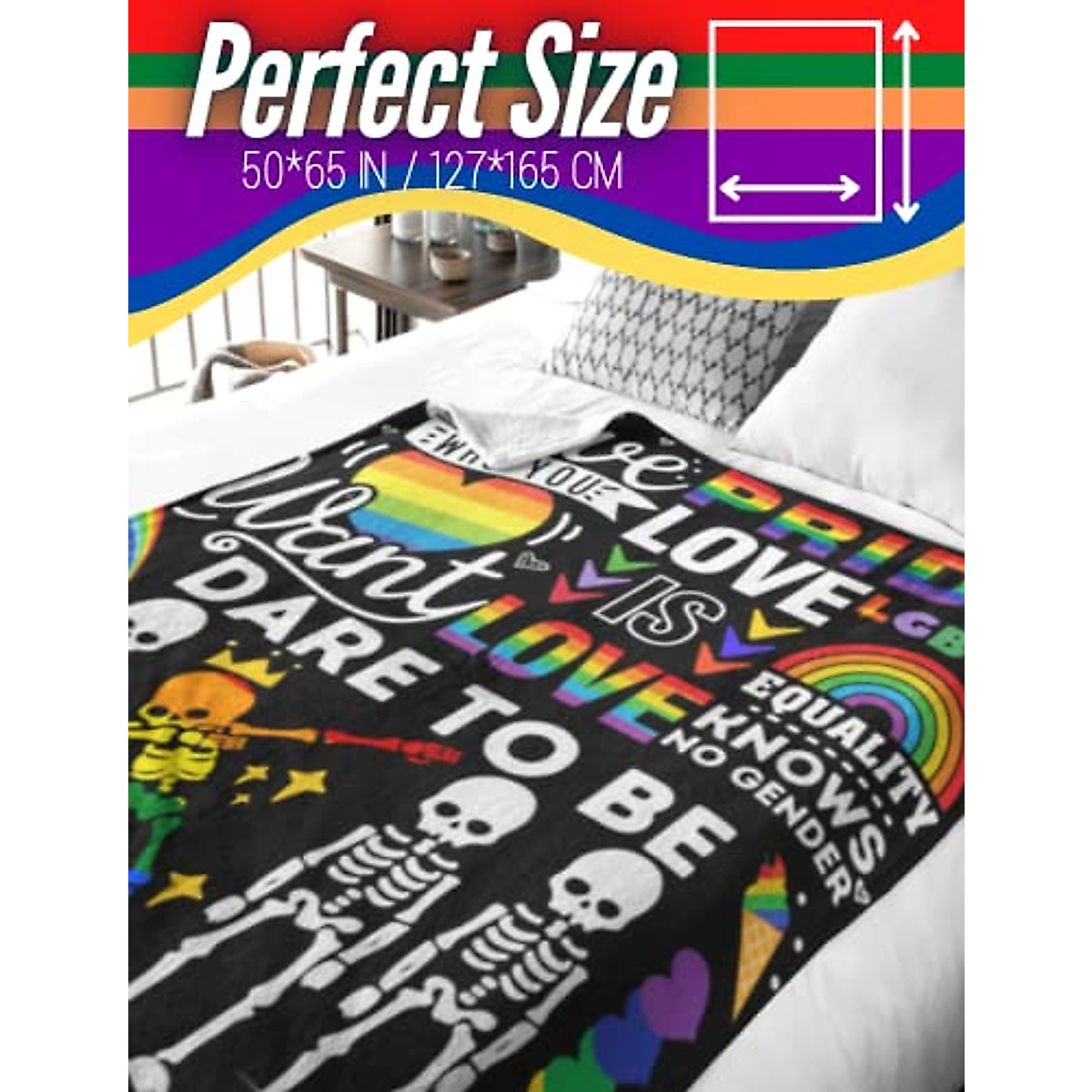 InnoBeta LGBTQ Blanket, LGBT Gifts, for LGBTQ, Gay, Lesbian, Transexual, Friends, Besties, Gay Pride, Rainbow, Soft Throw Blanket Bed, Sofa Blanket - 50"x 65"…