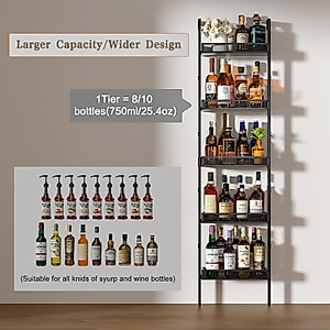 5-Tier Freestanding Wine Racks: 50 Bottles Wine Rack Shelf Wall Mounted with Fences, Wines Bottle Holder Display Shelf, Liquor Storage for Kitchen, Dining Room, Bar, Wood, 17.28''L x 7.95''W x 68.5''H