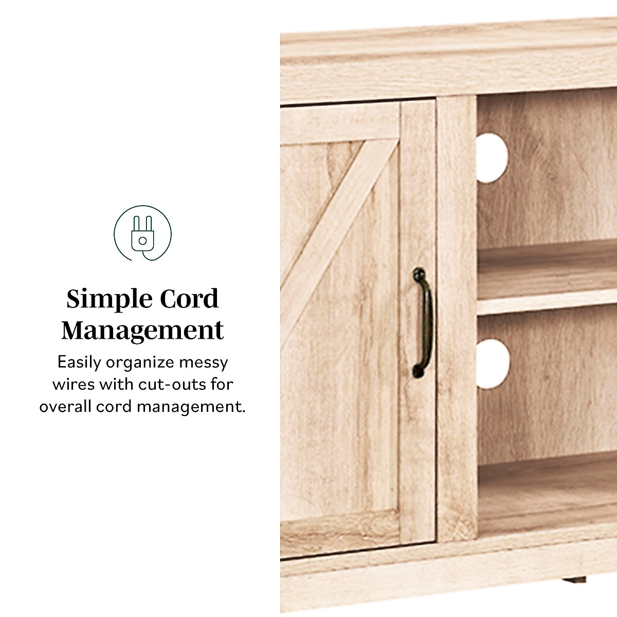 Walker Edison Georgetown Modern Farmhouse Double Barn Door TV Stand for TVs up to 65 Inches, 58 Inch, White Oak