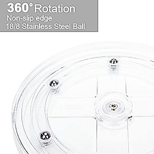 2 Tier Lazy Susan Bathroom Organizer Countertop,10.6inch Perfume Tray Makeup Skincare Organizers, Lazy Susan Turntable for Cabinet, Bathroom, Medicine Cabinet Organizer Spice Rack Organizer -Clear