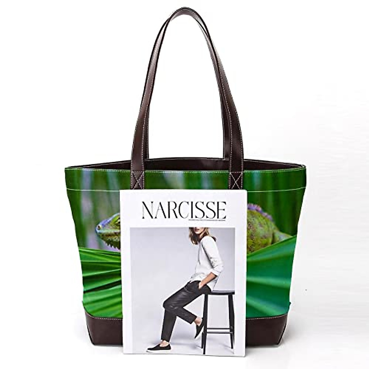 TBOUOBT Handbags for Women Fashion Tote Bags Shoulder Bag Satchel Bags, Green Leaves Change Dragon