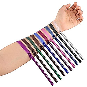 Wismee 10 Colors Eye liner Pen Colorful Set Professional Pearl Eye liner Kit Soft Metallic Eye liner Eyeshadow Pencil Long Lasting Eye liner Pen Cosmetic Kit Eyes Makeup Set for Women