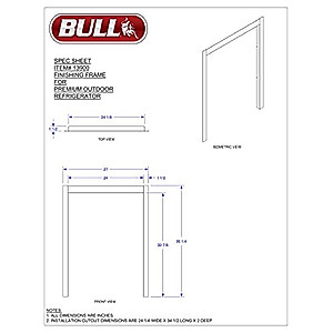 Bull Outdoor Products 13900 Outdoor Refrigerator Finishing Frame, Stainless Steel