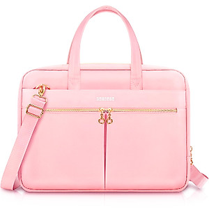 Ferkurn Laptop Bag Case Women Men Computer Bag Compatible with MacBook/HP/LG/Dell, Shoulder Strap Carrying Briefcase Messenger Bag, Pink, 15.6-16 Inch
