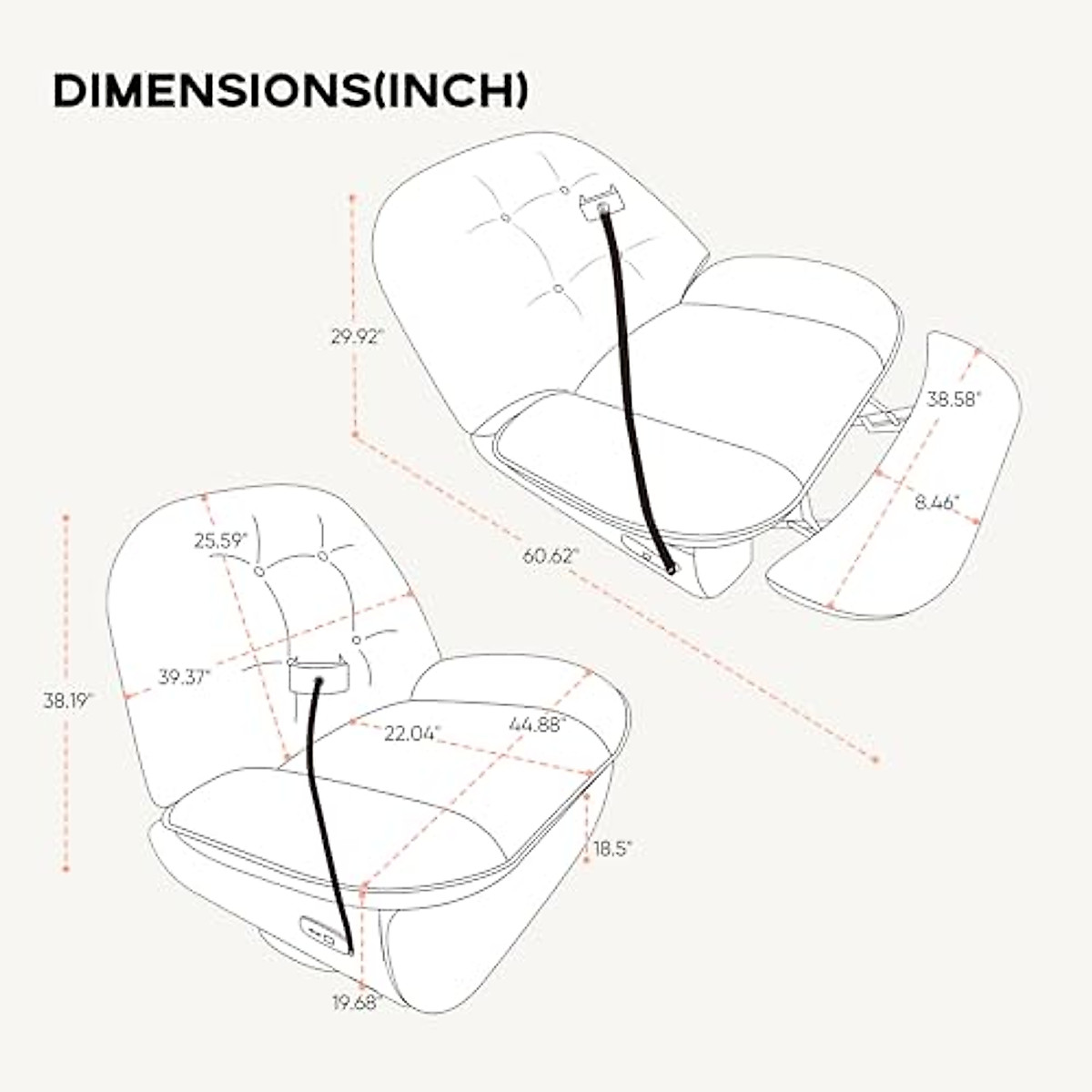 Power Recliner Sofa Voice Control Home Theater Seating with Adjustable Backrest Footrest Swivel Glider Chair with USB Charger, Bluetooth Music Player, Cellphone Holder for Living Room Bedroom (Green)