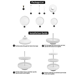 Weharnar Cupcake Stand - 3 Tier Metal Cupcake Tower - Dessert Table Display Set Round Cake Holder Tiered Serving Tray for Cup Cakes Desserts Fruits Candy Cookie Buffet, White