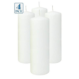 Hyoola White Pillar Candles 3x9 Inch - Unscented Pillar Candles - 4-Pack - European Made