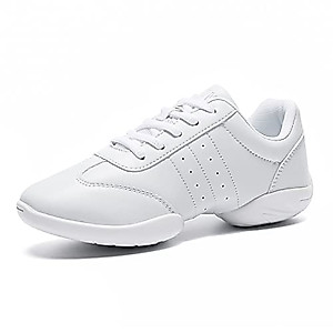 LANDHIKER Cheer Shoes Women White Dance Shoes Cheerleading Fashion Sports Shoes Training Athletic Flat Size