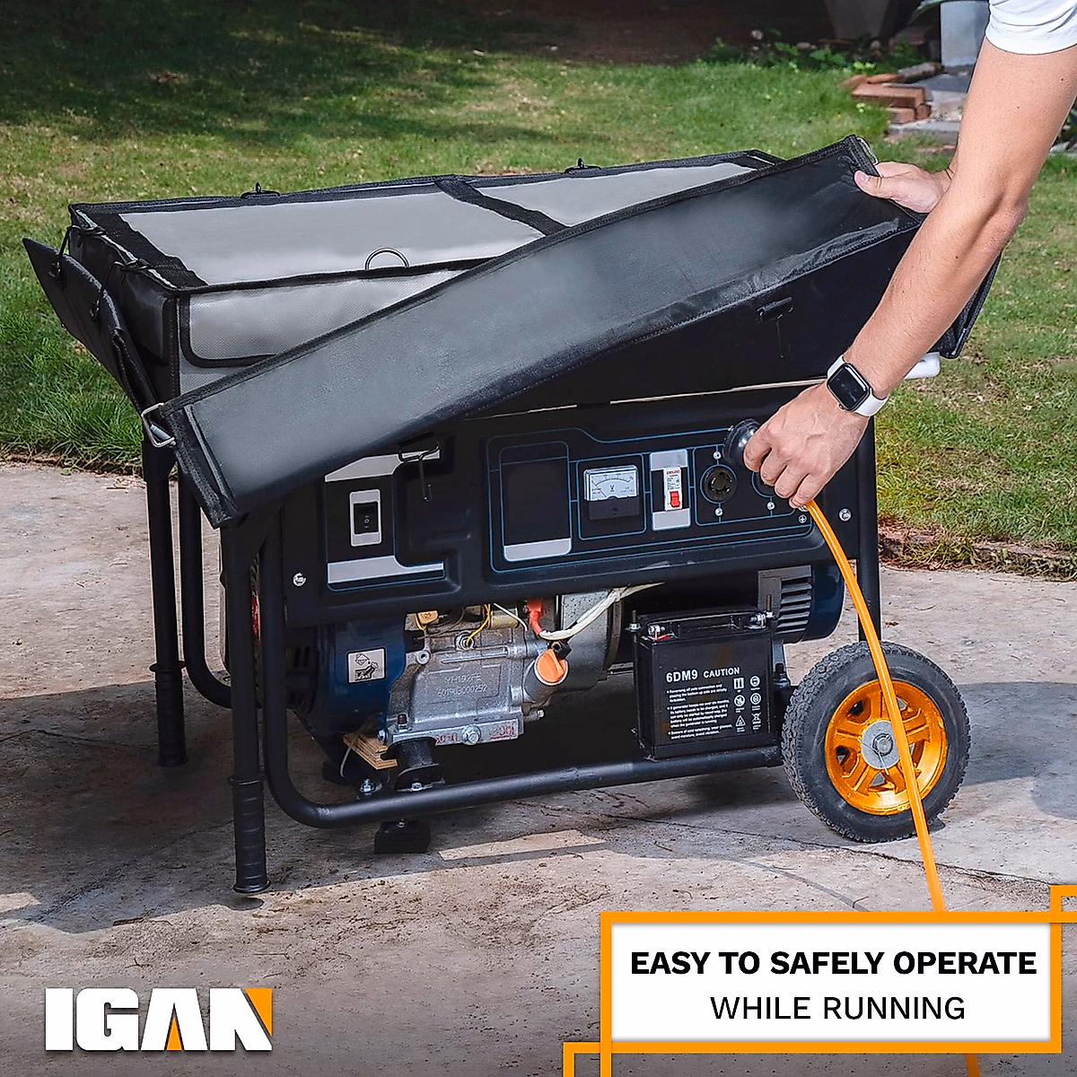 IGAN Generator Covers While Running, 100% Waterproof Generator Tent, Ultra Heavy Duty Tarpaulin Portable Generator Enclosure, All-weather Generator Rain Shelter for most 3500-12000w Generators, Gray