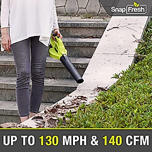 Cordless Leaf Blower - SnapFresh 20V Cordless Leaf Blower with 2.0Ah Li-ion Battery & Fast Charger, 130 MPH 140CFM Electric Leaf Blower Battery Powered Lightweight Sweeper for Sidewalk Hard Surfaces