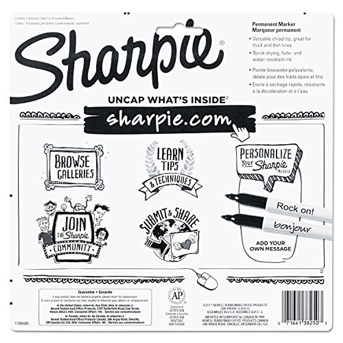 Sharpie 38250Pp Permanent Marker 5.3Mm Chisel Tip Assorted 8/Set (San38250pp)