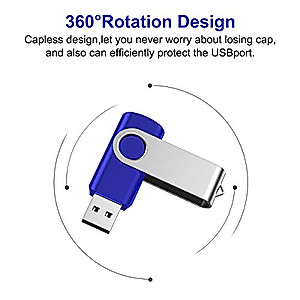 64GB Flash Drive, JEVDES 3 Pack Swivel Data Storage USB Flash Drive USB 2.0 Flash Drive Thumb Drives with LED Indicator, Jump Drive Zip Drive Memory Sticks (3 Mixed Color with Lanyards)