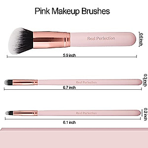 Real Perfection Makeup Brushes 16pcs Makeup Brushes Set with 1 Eyebrow Razor Premium Synthetic Foundation Brushes Blending Face Powder Eye Shadow Concealer Make Up Brushes Tool Kit