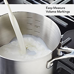 KitchenAid 3-Ply Base Brushed Stainless Steel Sauce Pan/Saucepan with Lid, 3 Quart