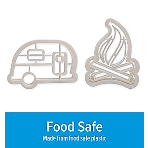 Camco 53369 Life Is Better at the Campsite Cookie Cutters - Perfect for Making Decorative Cookies - Includes (1) Campfire and (1) RV Cookie Cutter , White