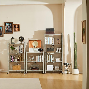 DEANIC 5 Tier Storage Shelves with Wheels, Kitchen Rolling Cart, Metal Garage Shelving No Assembly, Heavy Duty Utility Cart for Garage, Kitchen, Basement, Pantry (Grey,Pack of 2)