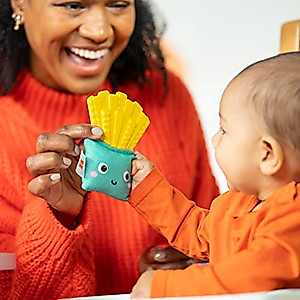 Bright Starts Side of Smiles French Fry Teether Toy with Crinkle Textures, Baby Teething Toy, BPA Free, Unisex, 3 Months+