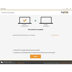 Laplink Easy Transfer Cable for Windows, Includes PCmover Express Software and Ethernet PC to PC Cable, Single Use License, Transfers Files, Settings, and User Profiles. Compatible with Windows 11
