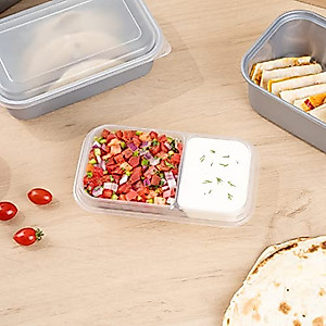 Restaurantware TRAYS ONLY: Futura 15.2 Ounce Trays For Containers 100 Microwavable Trays For 24 34 And 44 Ounce Containers - Containers Sold Separately 2 Compartments Clear Plastic Food Trays