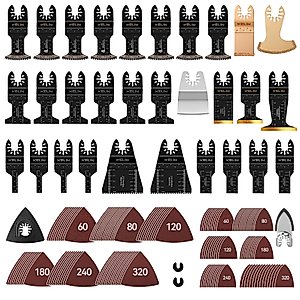 KELIN 174 PCS Metal Wood Oscillating Tool Blades Kit, Quick Release Titanium Multitool Blades with Sandpaper, Dimond Oscillating Saw Blades, 11 Types Blades for Home Kitchen Repair