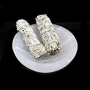 Selenite Crystal Bowls for Smudging, Healing, Recharging Crystals | Pure Selenite Smudge Bowl & Crystal Charging Station Ethically Sourced in Morocco (6 Inch (Pack of 1))