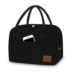 Aosbos Lunch Bag Women Loncheras para Mujer Insulated Cooler Bag Thermal Lunch Tote Lunch Boxes Reusable Meal Prep Containers Bag for Work Picnic, Black