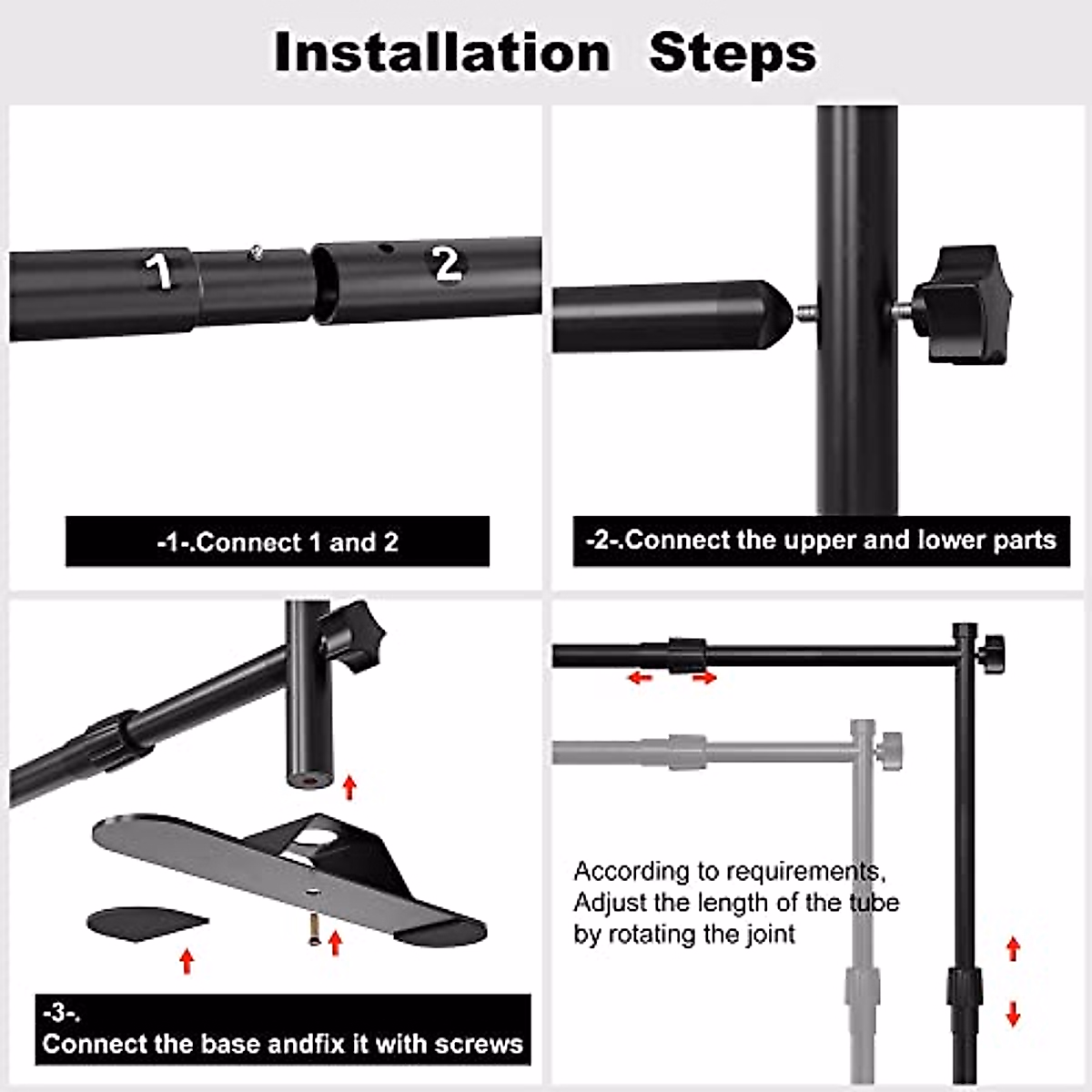 8'x8' Heavy Duty Backdrop Banner Stand,with Thicker Professional Large Telescopic Connecting Pipe,Fit Trade Show and Display Booth Exhibitor Background,with Carrying Bag（Black)