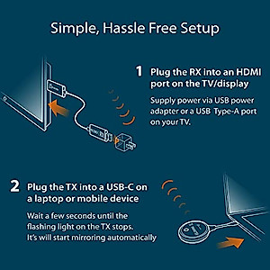 j5create ScreenCast USB-C to HDMI Wireless Display Transmitter and Receiver, Supports 1080p, Compatible with MacBook, iPad Pro, ChromeOS, USB-C Laptops and Android (JVAW62)