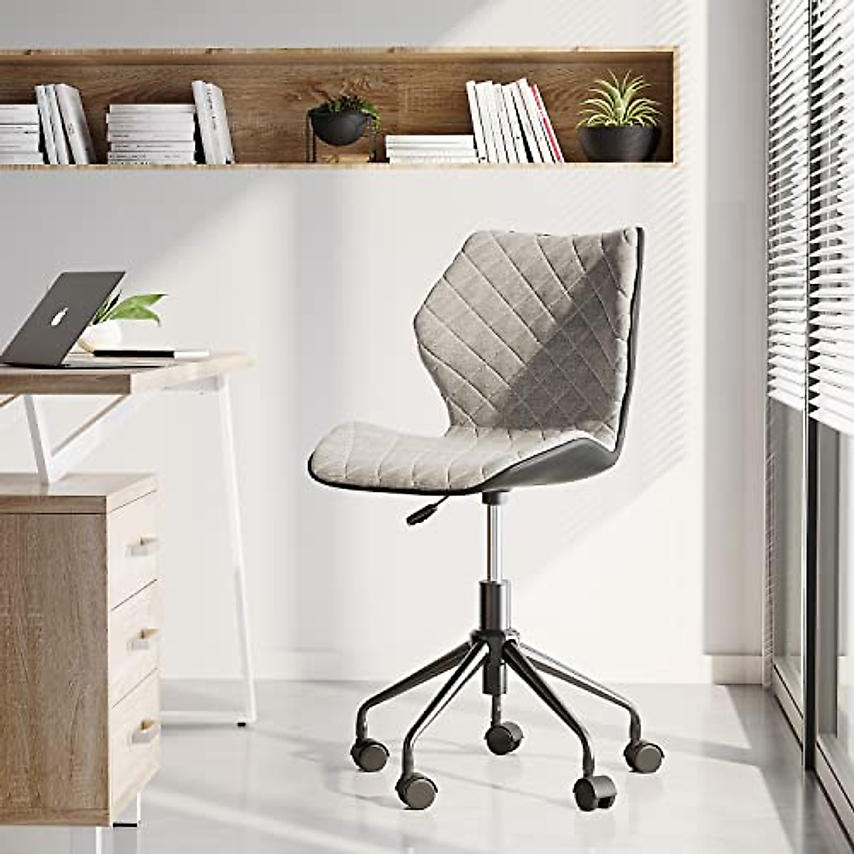Techni Mobili Deluxe Modern Office Armless Task Chair, Grey 21.5D x 21W x 31H in