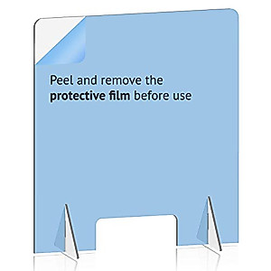 VARWANEO No Opening Sneeze Guard Panel for Counter and Desk, No Cutout Protective Plexiglass Shield, No Hole for Business, Office, School (24" W x 24" H)