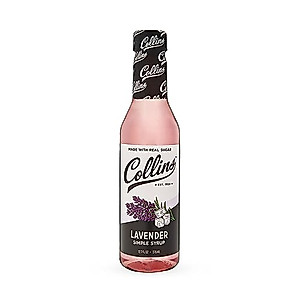 Collins Lavender Syrup - Lavender Simple Syrup Real Sugar Cocktail Syrups - Soda Water Flavors and Cocktail Mixers - 12.7oz Set of 1