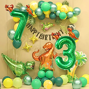 40 Inch Green Number 2 & 2 Pcs Mini Dinosaur Balloon for Boys Birthday Party Decorations, 2nd Birthday Dinosaur Party Supplies, Green Jungle Dinosaur Theme Birthday Party Balloons Decorations