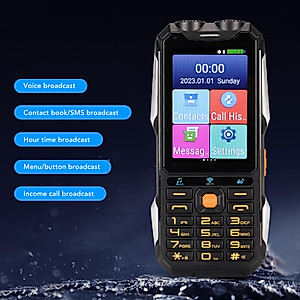 Cuifati Senior 4G Cellphone, 4in Large 18000mAh Battery Night Lighting Sound Easy Speed Dialing Rugged Phone for Android 7.0 (Black)