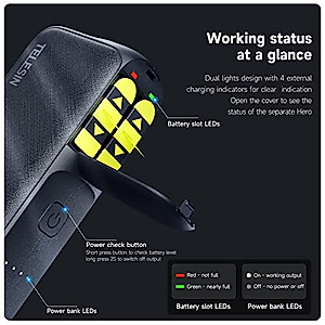 TELESIN Wireless Charging Case for Gopro 11, Dual Slot Storage Battery Charger Power Bank(10000mAh) for Gopro, Fully Compatible for Gopro Hero 11, Hero 10, Hero9/8/7/6/5 Battery