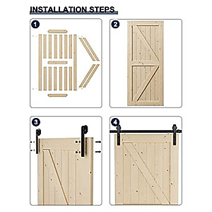 WINSOON 36 x 84 inch Sliding Barn Door Interior Paneled Slab, DIY Unfinished Barn Doors Solid Spruce Wood, K Frame, Pre-Drilled, Bottom Grooved, Easy to Install, Natural
