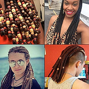 JPSOR 300pcs 12mm Painted Wooden Hair Beads, Round Loose Wood Beads Bulk for Braids, African Beads for Hair, Jewelry Making, Craft DIY, Macrame Rosary Bracelet Necklace Making