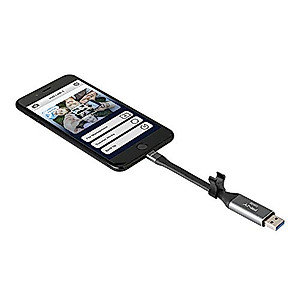 PNY P-FDI128LA02GC-RB 128GB Duo Link iOS USB 3.0 OTG Flash Drive for iPhone & iPad and Computers - External Mobile Storage for Photos, Videos, and More, Metal Gray