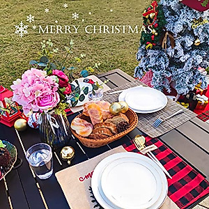 MEOOEM Outdoor Dining Table, Patio Metal Steel Frame Square Table with 1.57”Umbrella Hole, 37"x37",Black