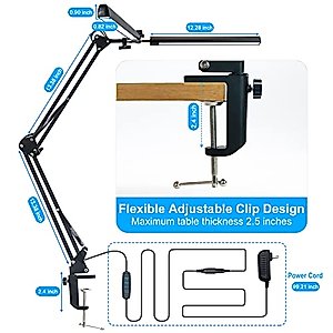 Double Head LED Desk Lamp, Swing Arm Desk Light with Clamp & Adapter, Architect LED Desk Lamps, Eye-Caring Table Lamp with 3 Color Modes & 10 Brightness Levels, Adjustable Desk Lamp for Home or Office