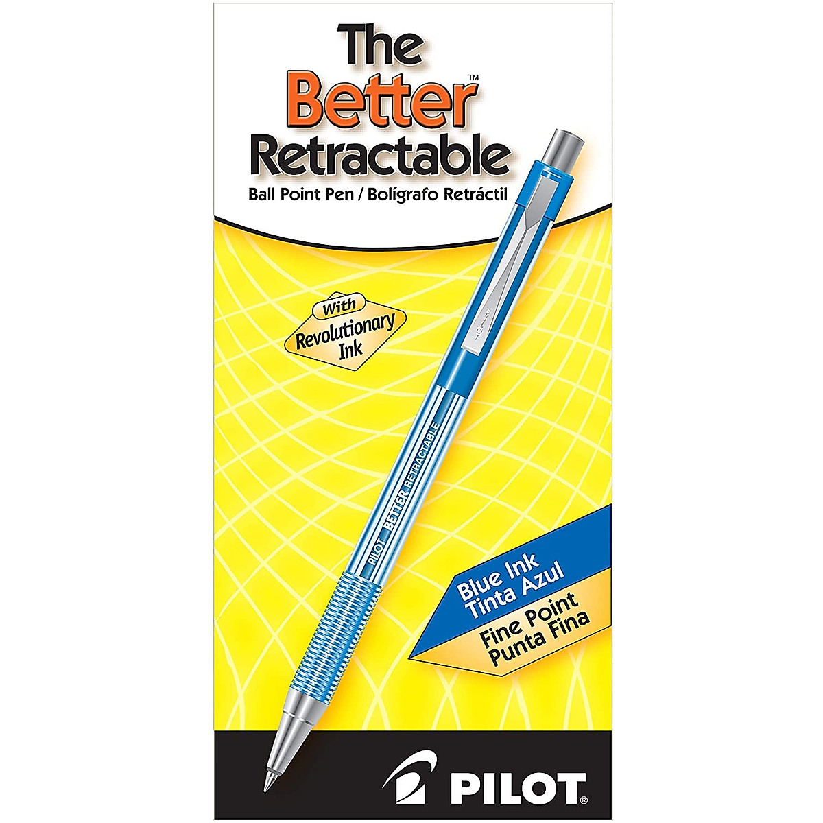 PILOT The Better Ball Point Pen Refillable & Retractable Ballpoint Pens, Fine Point, Blue Ink, 6 PACK