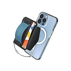 3 in 1 Magnetic Card Holder, Sinjimoru Magnetic Wallet for MagSafe as Cell Phone Wallet Stick On with Phone Grip Holder & Mobile Phone Kickstand iPhone 15 14 13 12 Series. M-BGrip Teal