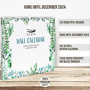 Aesthetic Greenery 2024 Wall Calendar - Runs from June 2023 Until December 2024 - The Perfect 23-24 Spiral Calendar and Monthly Planner for Easy Organizing