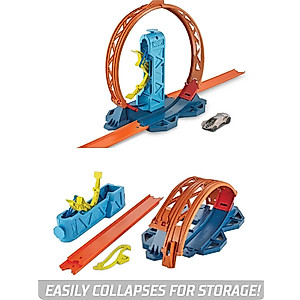 Hot Wheels Track Builder Unlimited Playset Loop Kicker Pack, 10 Track Component Parts & 1:64 Scale Toy Car